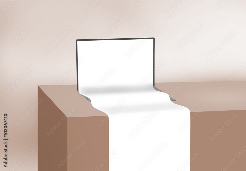 Laptop with Blank Long Screen Scroll Mockup Stock Template | Adobe Stock