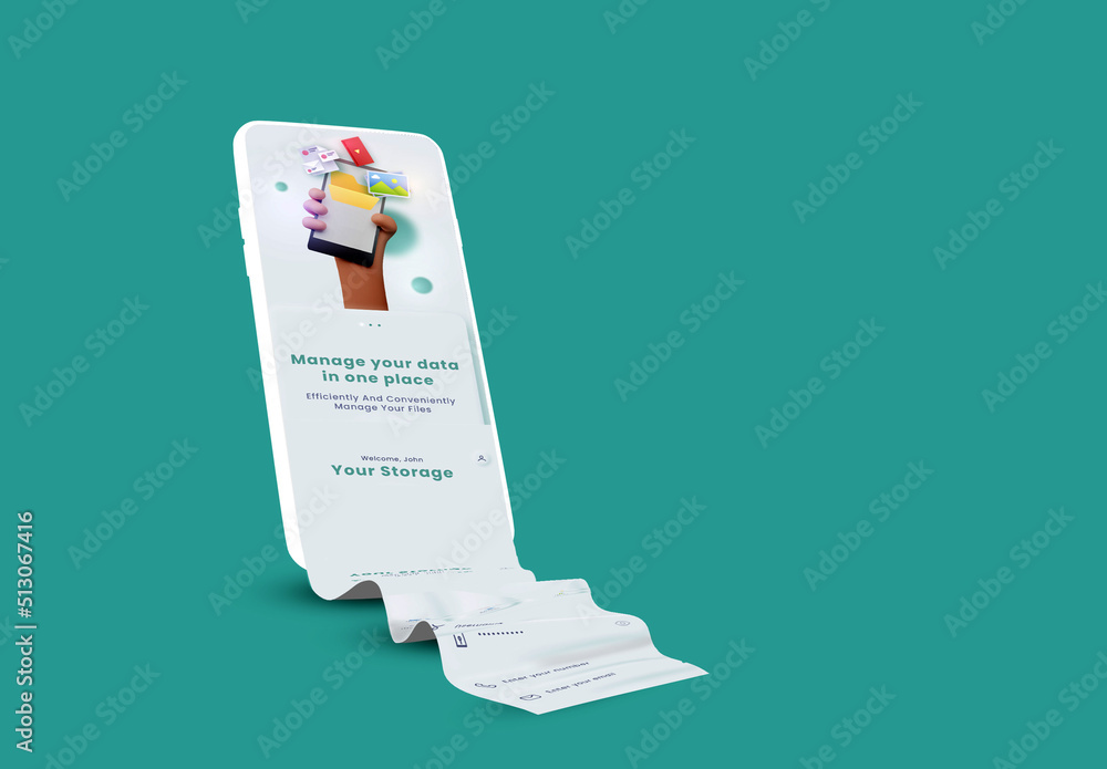 Mobile with 3D Elements Long Screen Scroll Mockup Stock Template ...