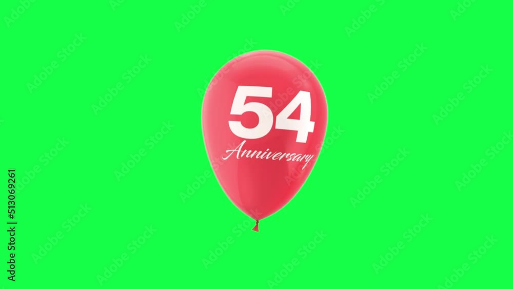 Helium Number Balloon With Number 54. Green Screen And Alpha Luma Matte ...