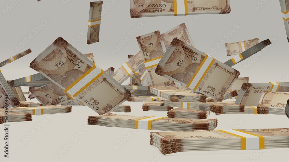 10 Indian rupees money composition. Financial background. Many ...