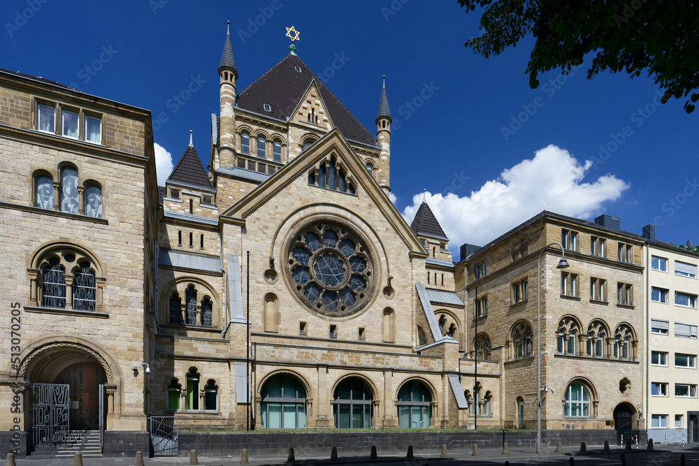 the largest cologne synagogue against a blue sky with clouds Stock ...
