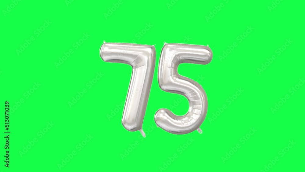 Helium Number Balloon With Number 75. Green Screen And Alpha Luma Matte ...