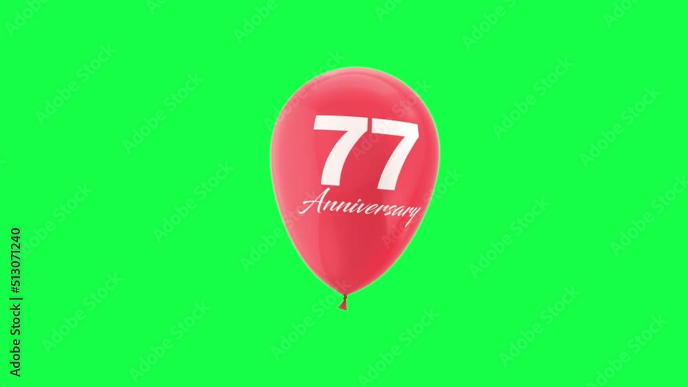 Helium Number Balloon With Number 77. Green Screen And Alpha Luma Matte ...