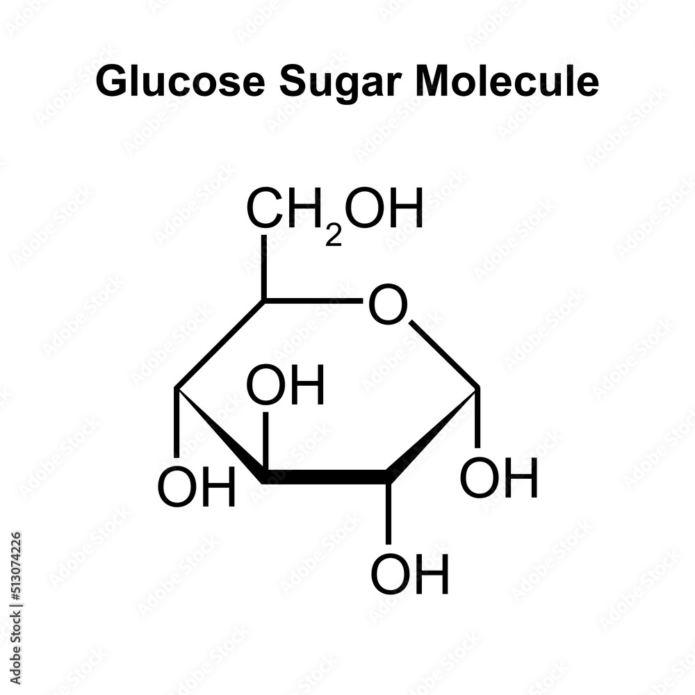 Chemical Illustration of Glucose Sugar Molecule. Vector Illustration ...