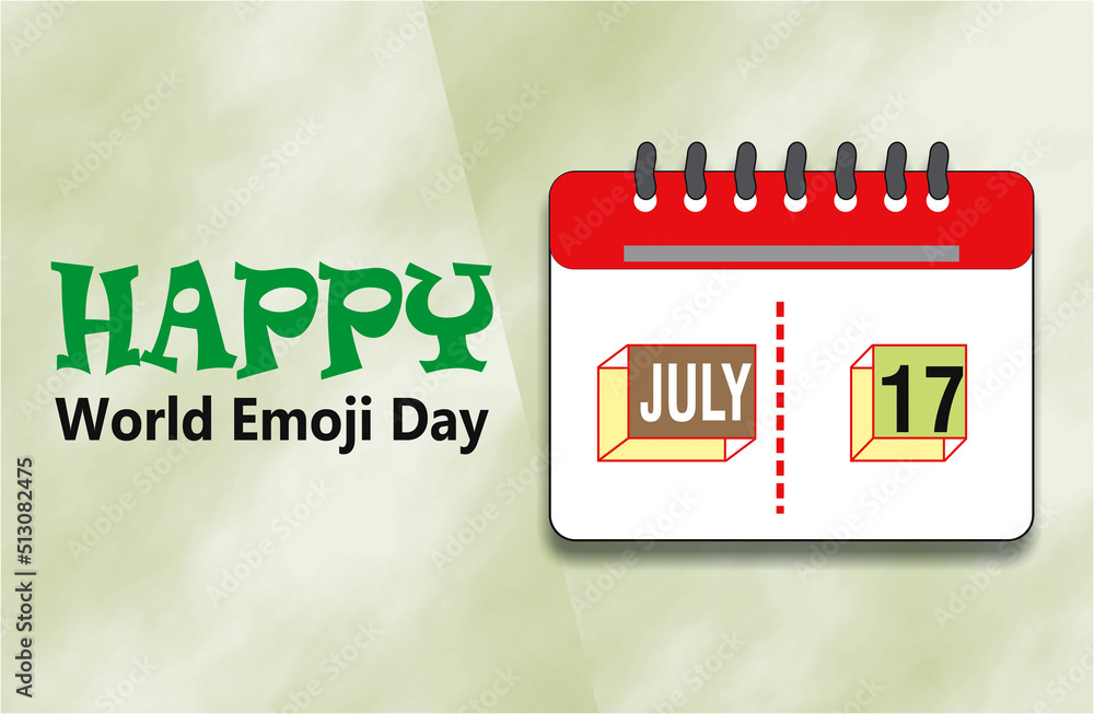 Happy World emoji day July 17, greeting card design template ...