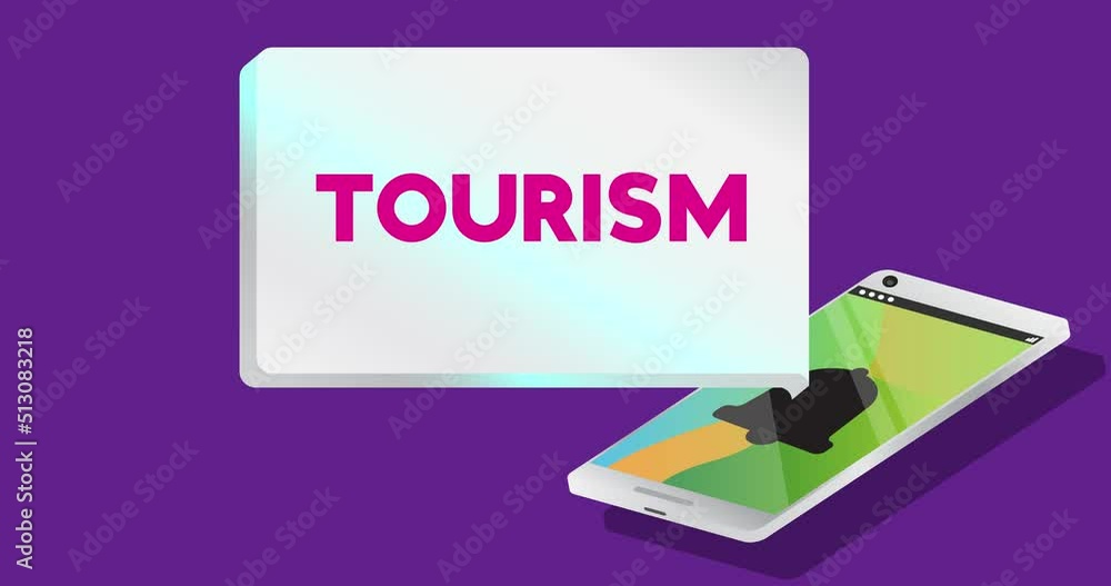 Tourism Text On Notification Bubble From Portable Information Device Screen Mobile App Message