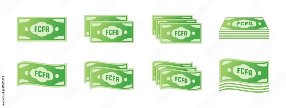 Central African CFA Franc Banknote Icon Set Stock Vector | Adobe Stock