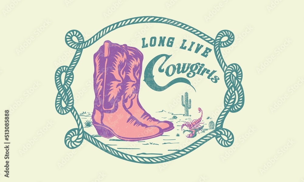 cowgirl boots typography vector design Stock Vector | Adobe Stock