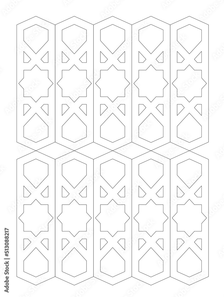 Islamic geometric patterns for windows. Black and white 2D CAD drawing ...