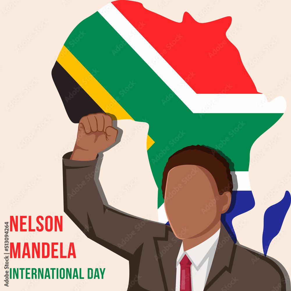 flat nelson mandela day with africa map and south africa flag Stock ...