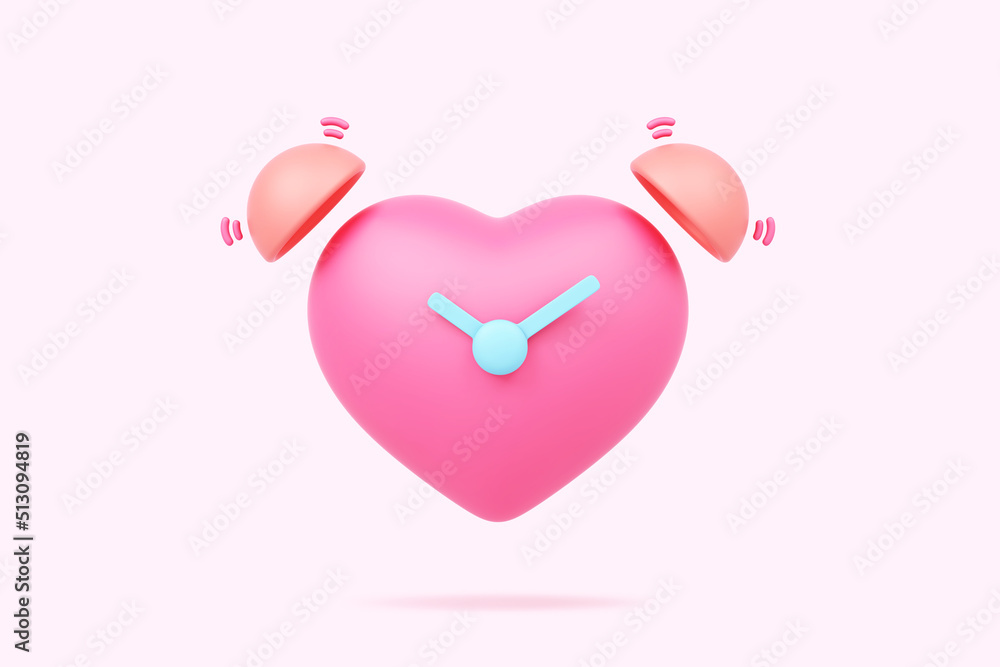 Love heart alarm clock analog pink time for anniversary reminder ...