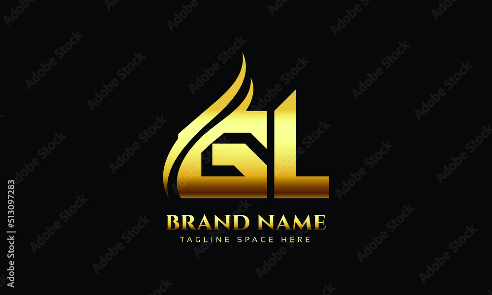 GL Letter Logo design with gold gradient and Swoosh. Stock Vector ...