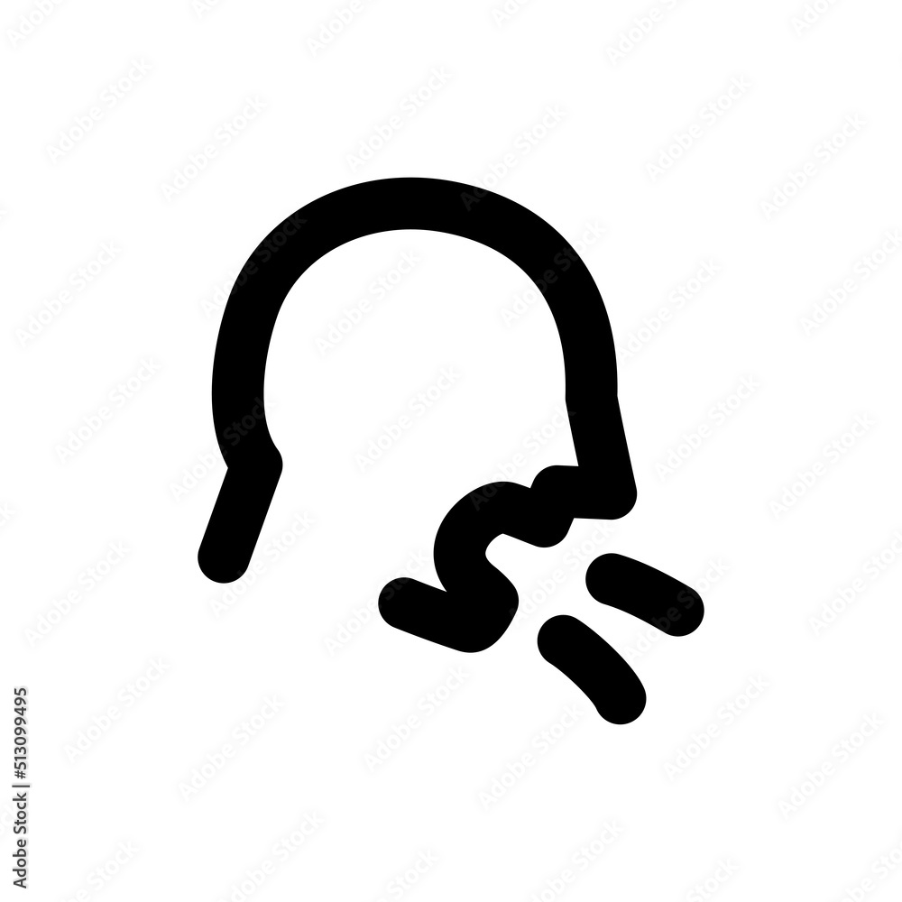 Simple nausea icon, vomit, Vector outline icon on white background ...
