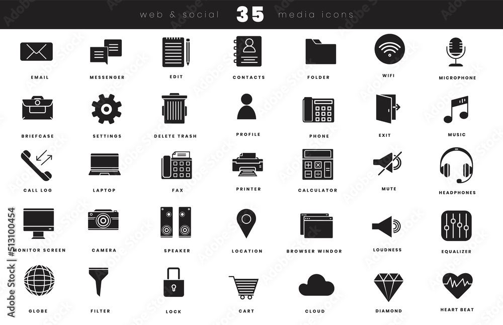 Vercor solid icons for web app and software. Basic shares and most used ...