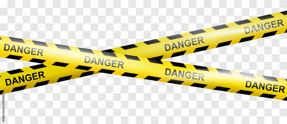 Realistic crossing warning danger tapes or Police line. Caution tape of ...