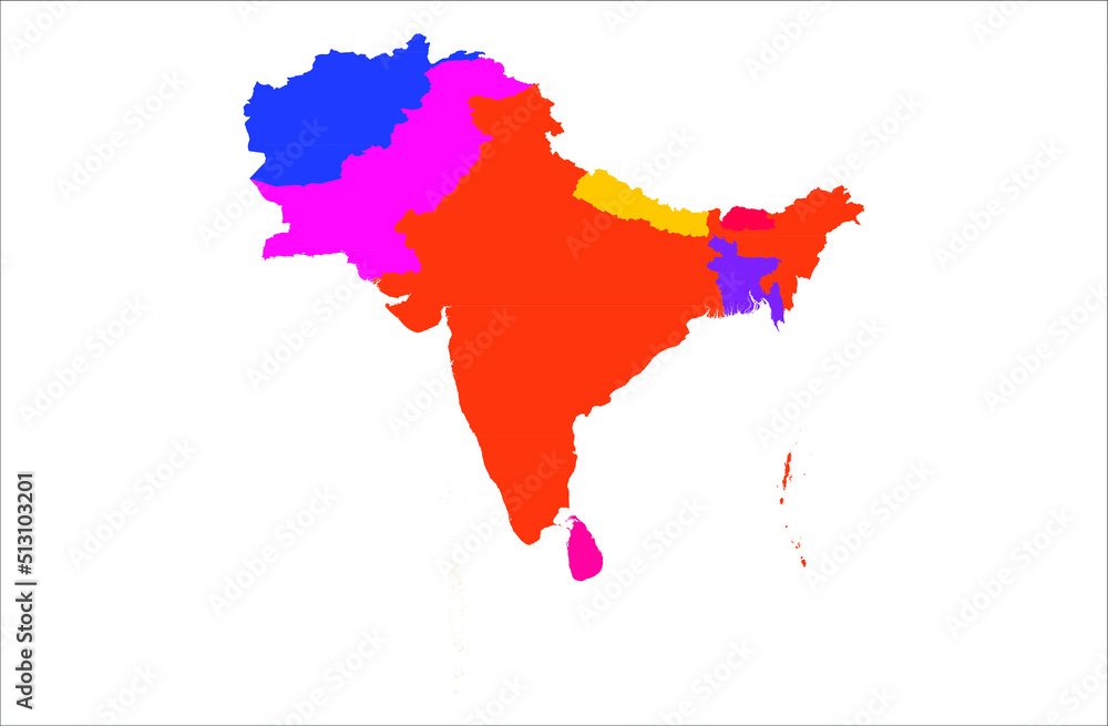 SAARC Organisation Member Countries vector map illustration on white ...