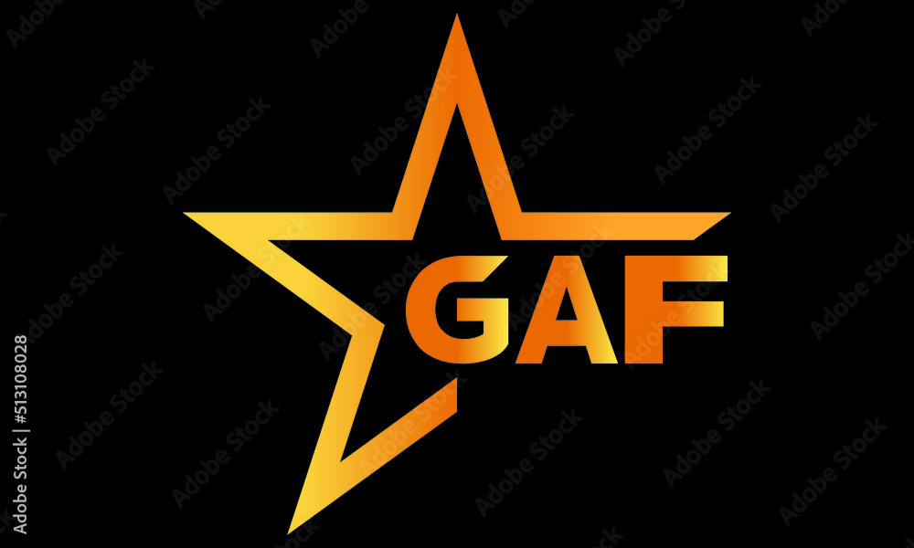 GAF golden luxury star icon three letter logo design vector template ...