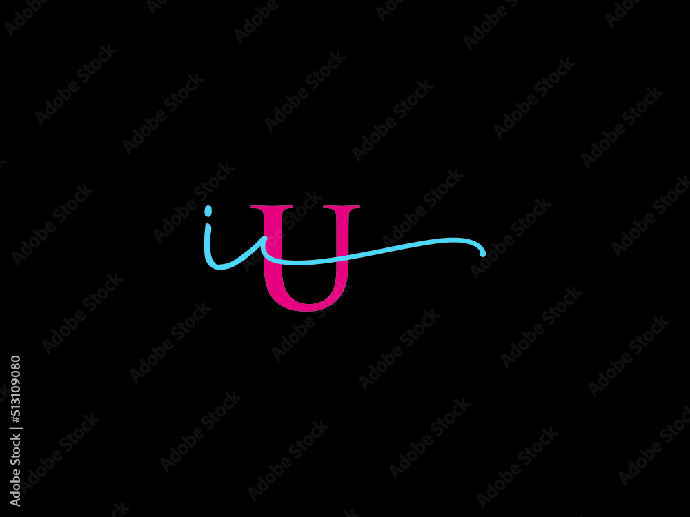 Colorful IU Logo Icon, Signature Iu ui Letter Logo Design For Luxury ...