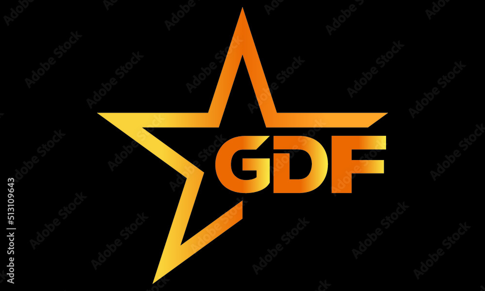GDF golden luxury star icon three letter logo design vector template ...