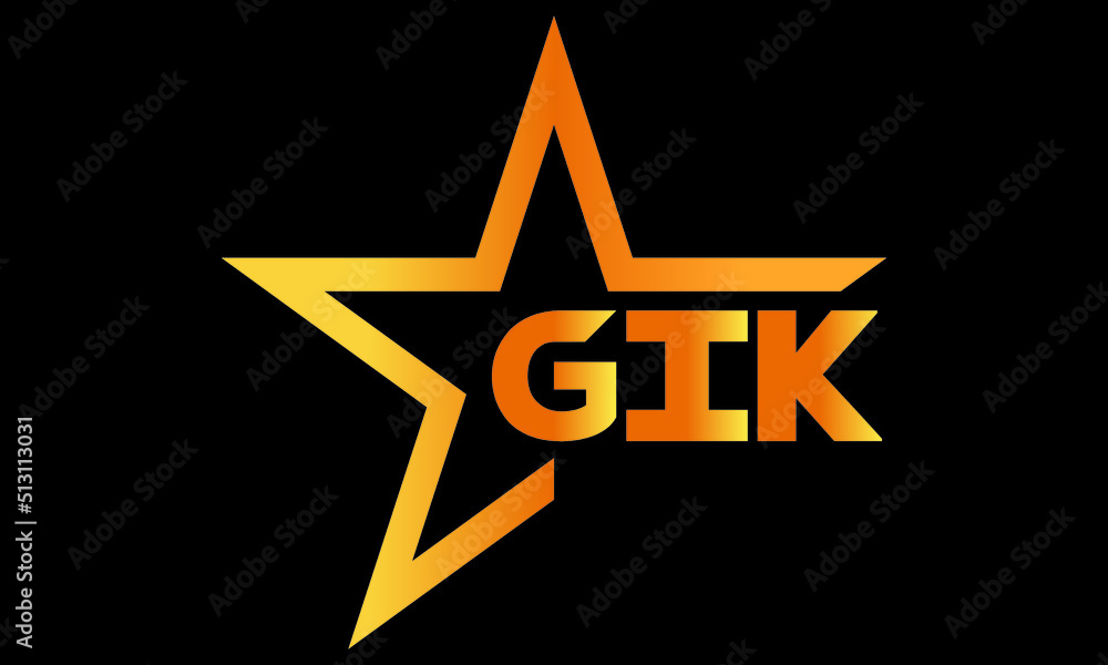 GIK golden luxury star icon three letter logo design vector template ...