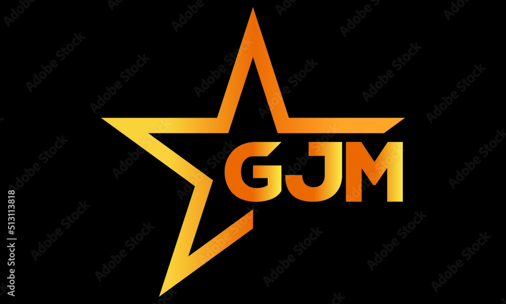 GJM golden luxury star icon three letter logo design vector template ...