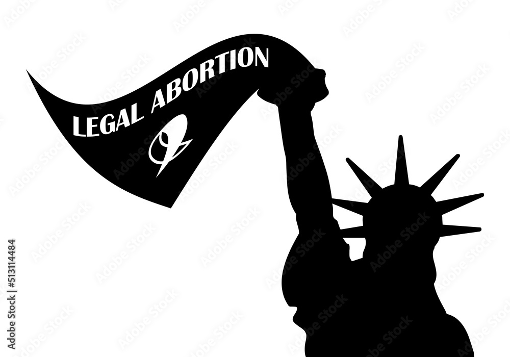 Aborto legal. Estatua de la Libertad ondeando el pañuelo verde del ...