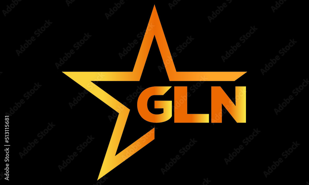 GLN golden luxury star icon three letter logo design vector template ...