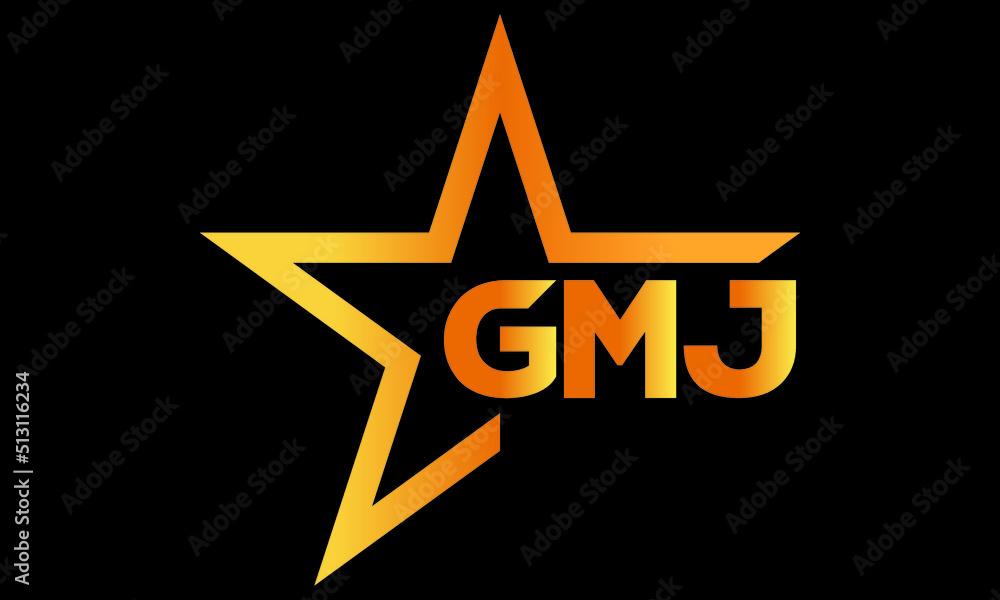 GMJ golden luxury star icon three letter logo design vector template. royal logo | luxury logo ...