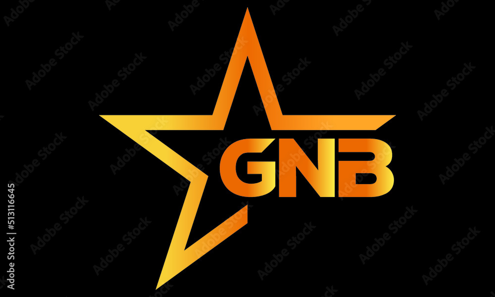 GNB golden luxury star icon three letter logo design vector template ...