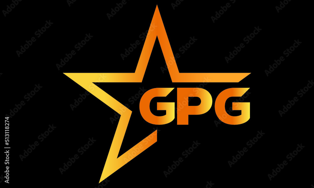 GPG golden luxury star icon three letter logo design vector template ...
