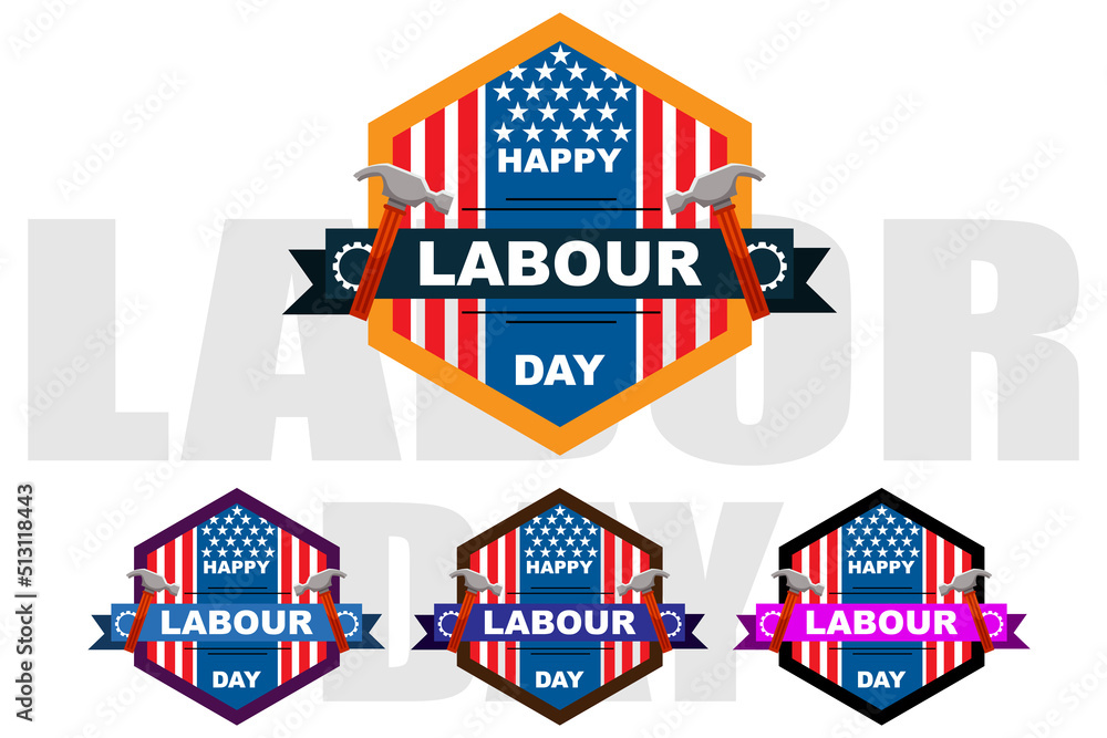 vector illustration of labor day logo, hard worker, strong man, world ...