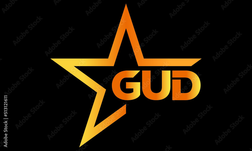 GUD golden luxury star icon three letter logo design vector template ...
