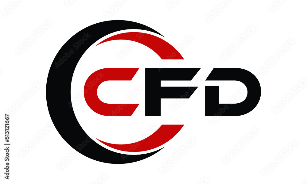 CFD swoosh three letter logo design vector template | monogram logo ...