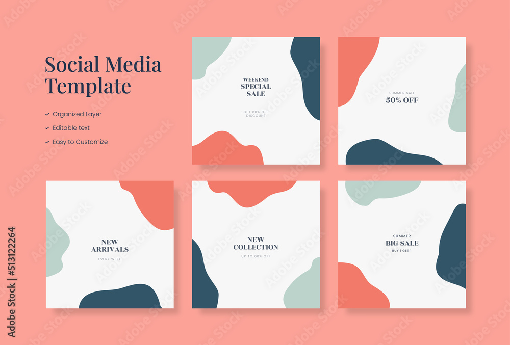 Social media template, trendy editable social media background Stock ...