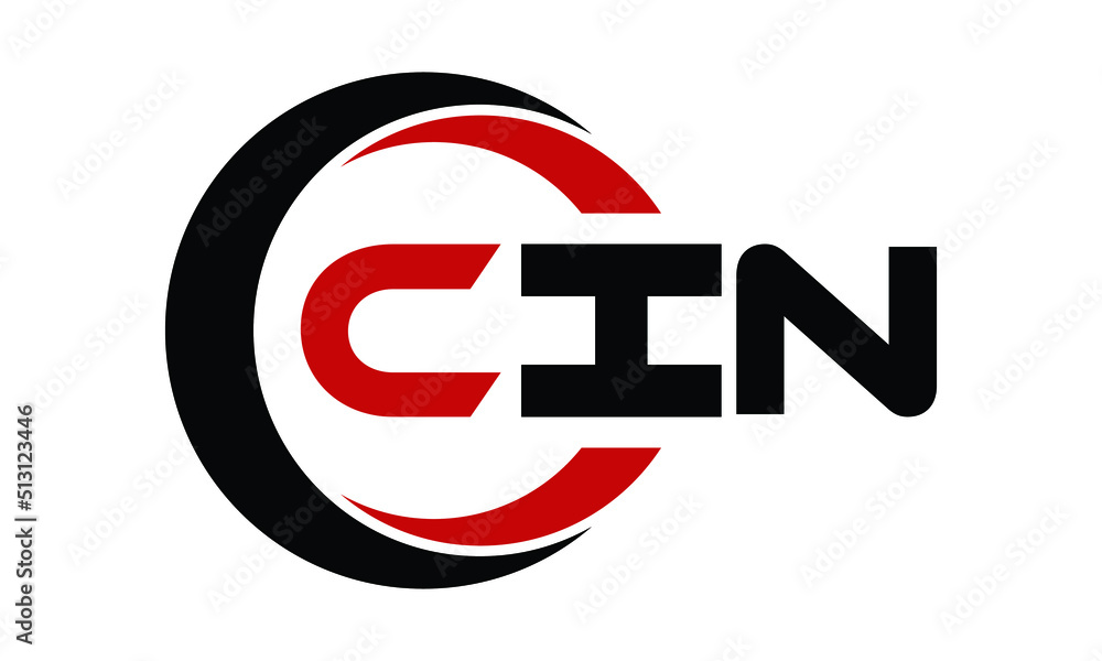 CIN swoosh three letter logo design vector template | monogram logo ...
