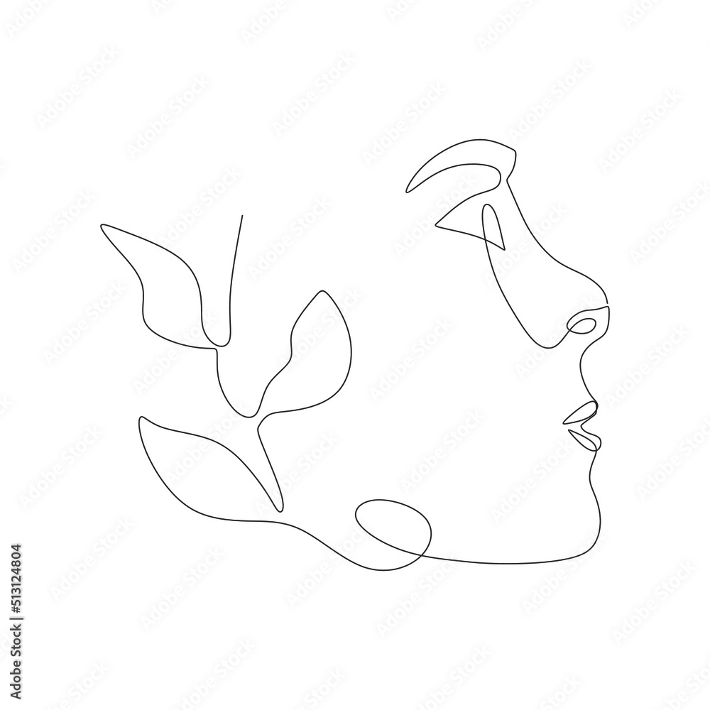 Abstract Face One Line Drawing Portrait Minimalist Single Hand Drawn ...