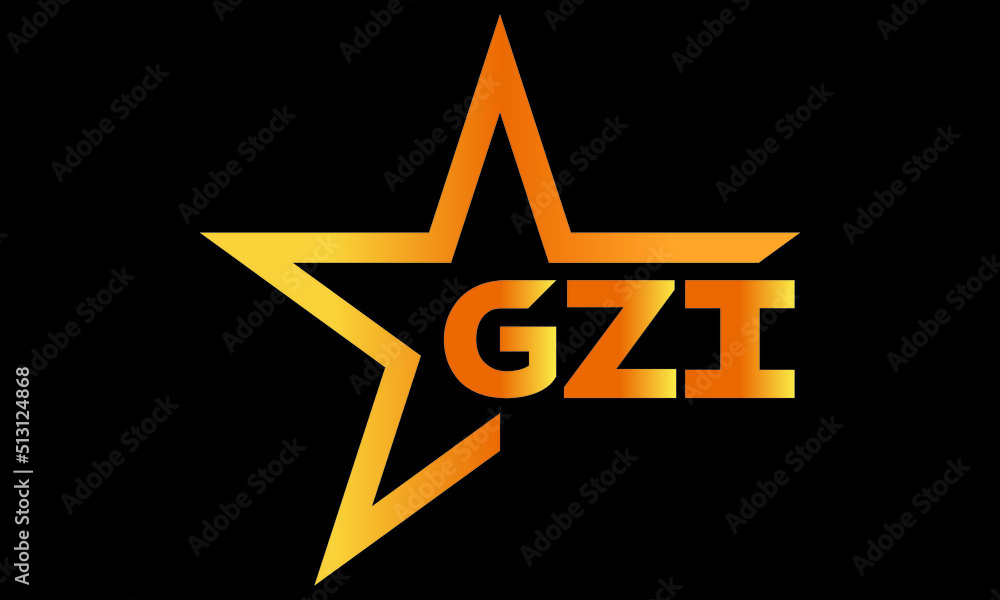 GZI golden luxury star icon three letter logo design vector template ...