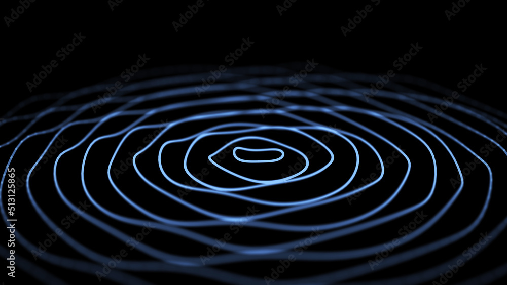 Digital vibration and sound wave. Circle pulse wave with points and ...