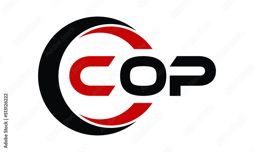COP swoosh three letter logo design vector template | monogram logo ...