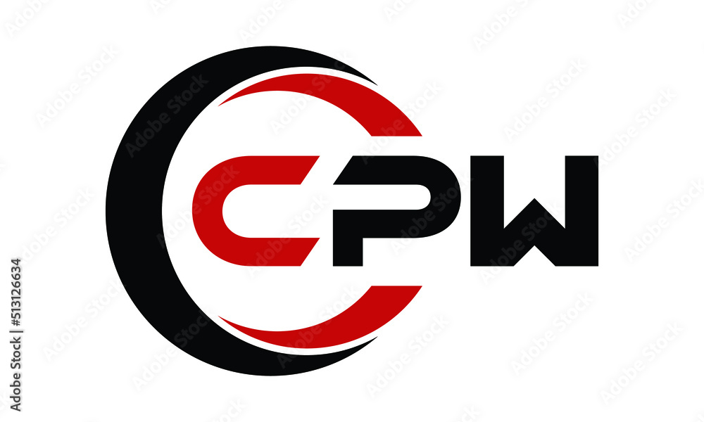 CPW swoosh three letter logo design vector template | monogram logo ...