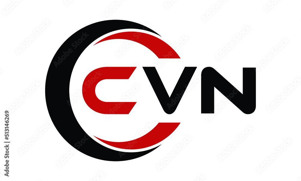 CVN swoosh three letter logo design vector template | monogram logo ...