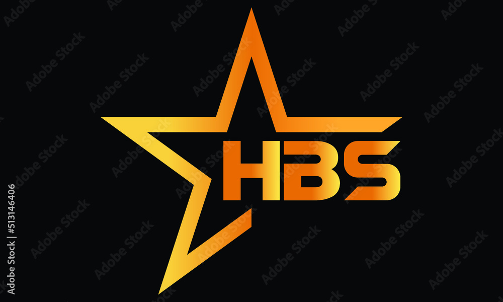 HBS golden luxury star icon three letter logo design vector template ...
