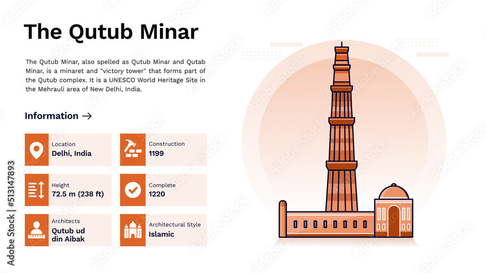 The Heritage of Qutub Minar Monumental Design-Vector Illustration Stock ...