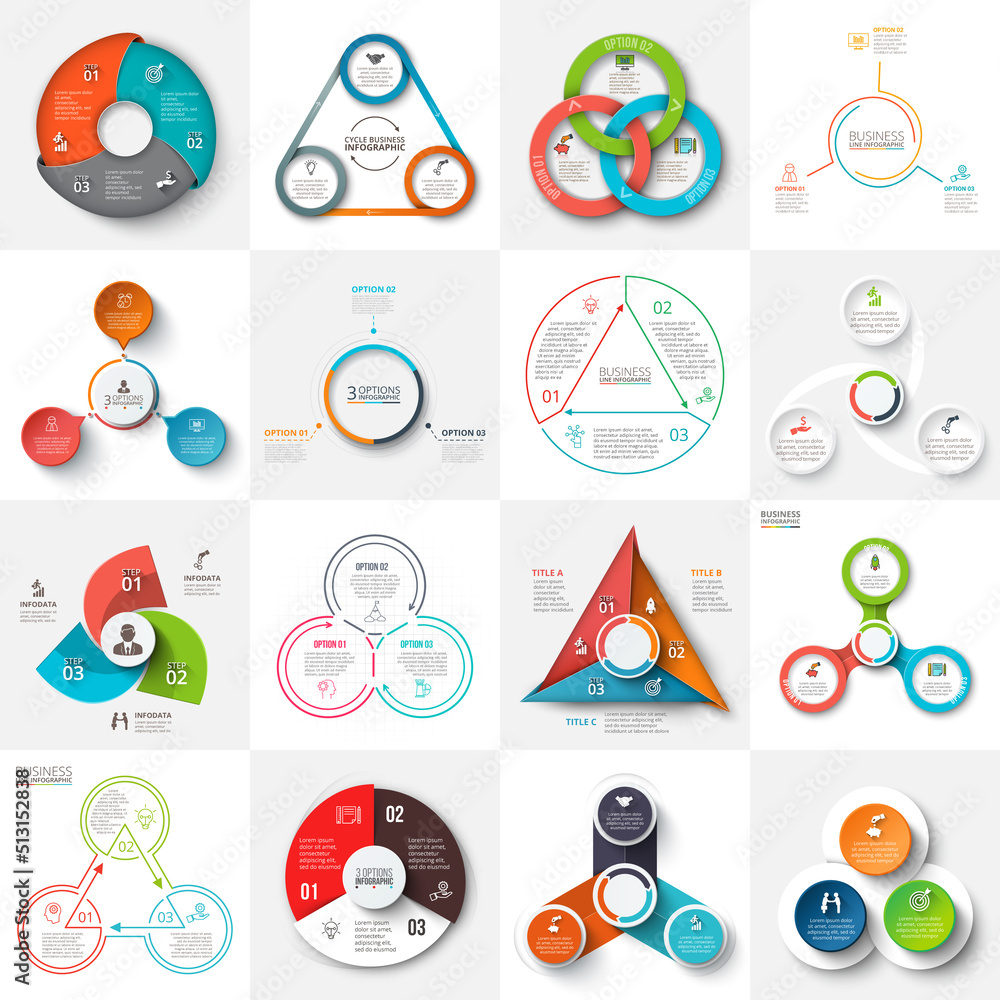 Big set of vector triangles, circles and other elements for infographic ...