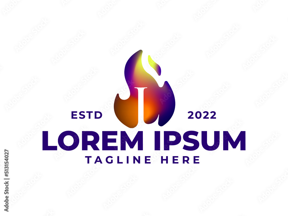 L letter fire flame purple and gold gradient logo design vector Stock ...