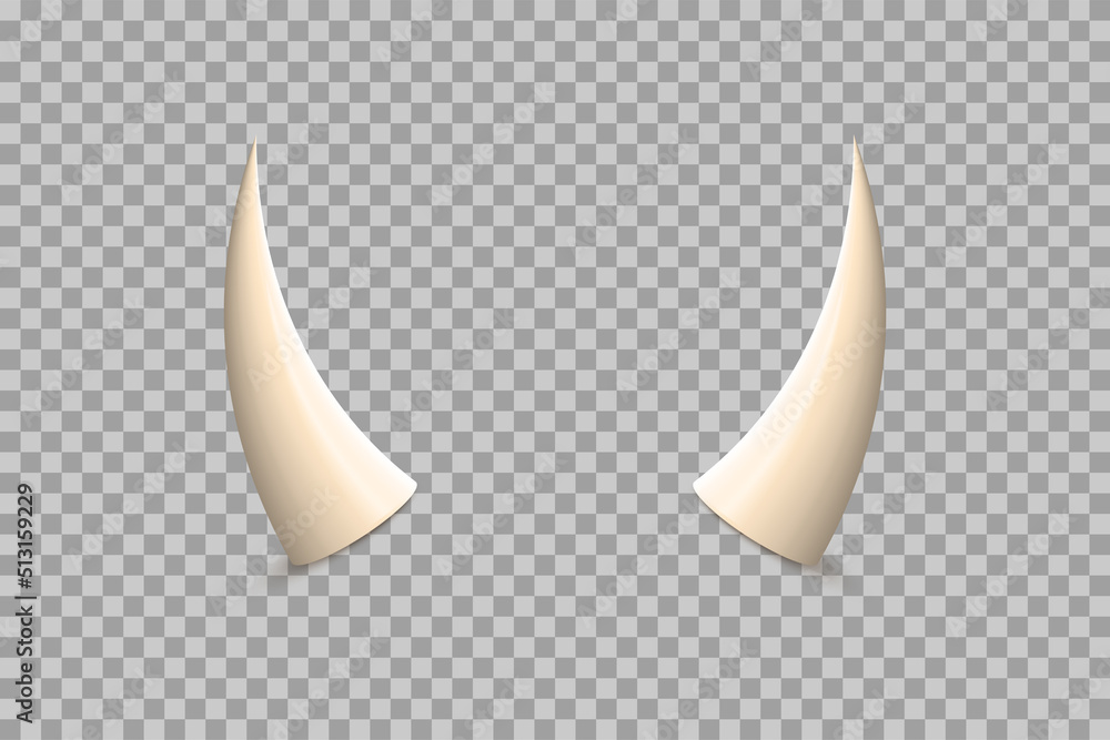 3d white devil horns of devilish scary monster from hell, realistic ...