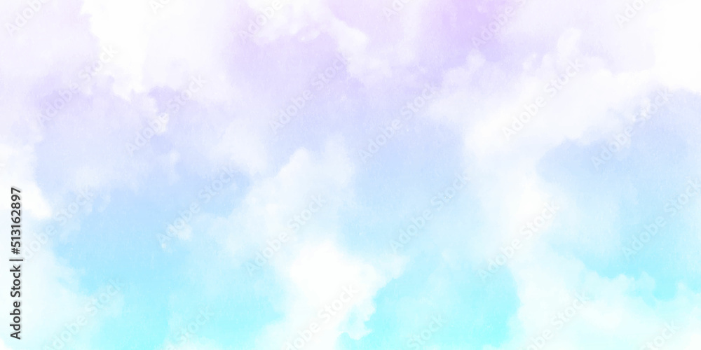 Pink,Blue sky with clouds and Abstract watercolor digital art painting ...