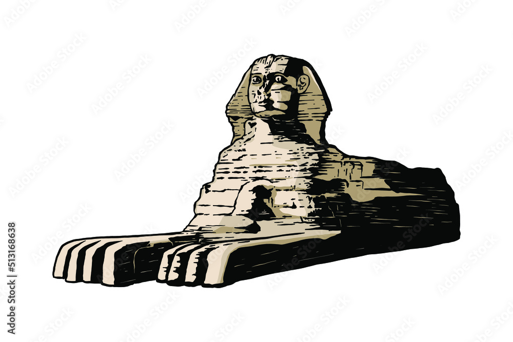 The Great Sphinx of Giza - Vector illustration isolated on white ...