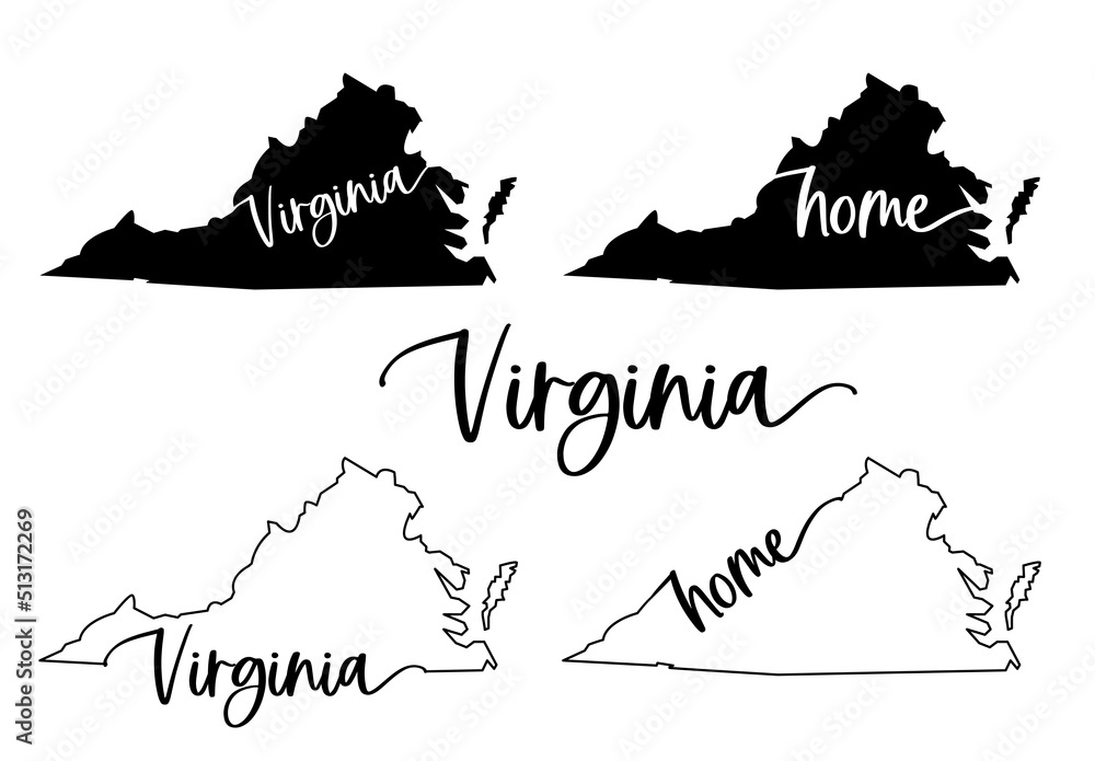 Stylized map of the U.S. State of Virginia vector illustration Stock ...