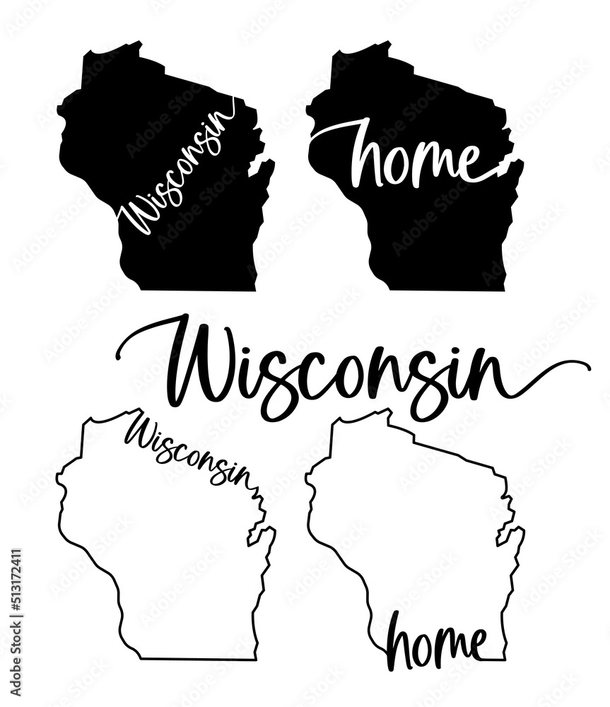 Stylized map of the U.S. State of Wisconsin vector illustration Stock ...
